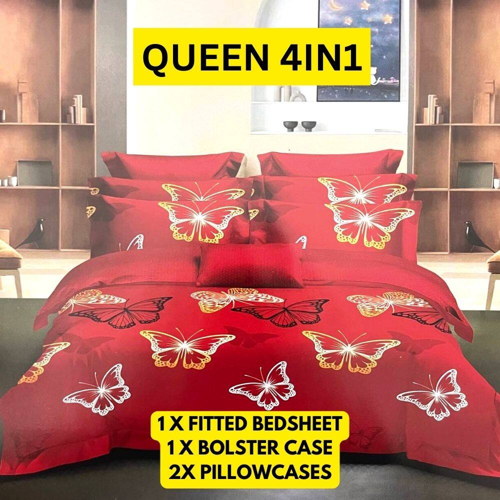 Cadar Getah Fitted Saiz Single 2in1 dan Saiz Queen 4in1 Bedsheet Set ...