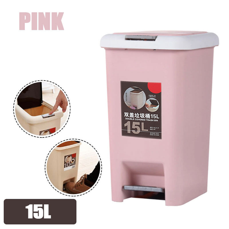 𝗗𝗨𝗔𝗟 𝗣𝗘𝗗𝗔𝗟 𝗟𝗜𝗗 》8L 15L Dustbin Waste Garbage Can Trash Bag Holder ...
