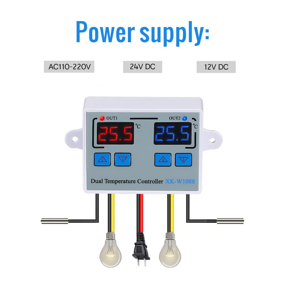 Dual Digital Thermostat Temperature Controller Two Relay Output ...