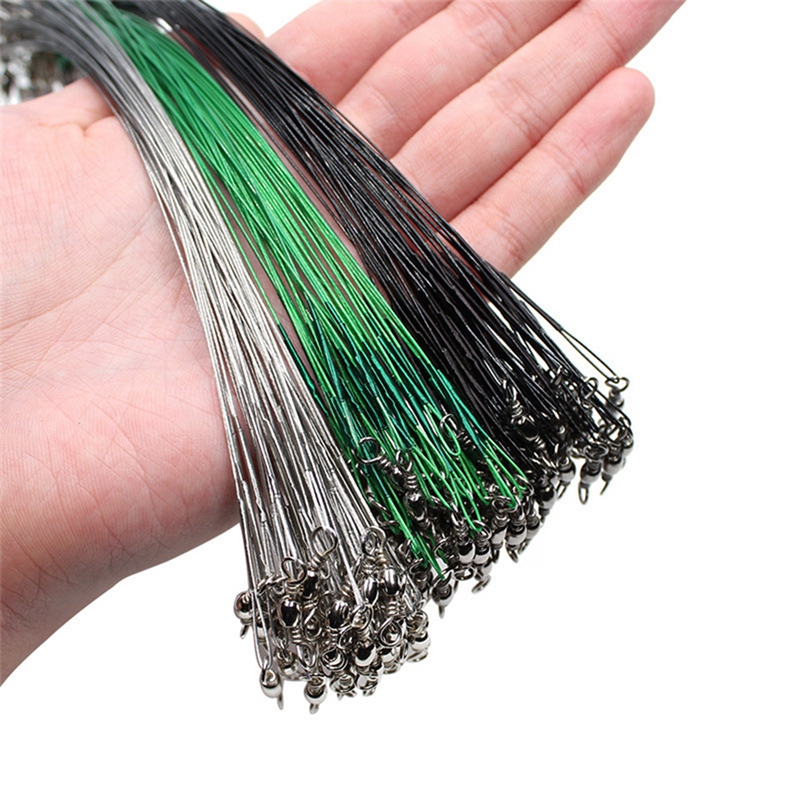 20Pcs Steel Fishing Line Wire Leader with Swivel Fishing Accessory Lead ...