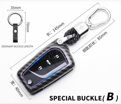 คาร์บอนไฟเบอร์ ABS กุญแจรถระยะไกล Fob กรณีปกพลิกกระเป๋าสำหรับโตโยต้าโค ...