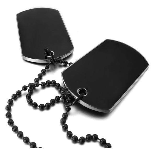 2 PCS Alloy Pendant Necklace Pendant Black Army Style Name Double Dog ...