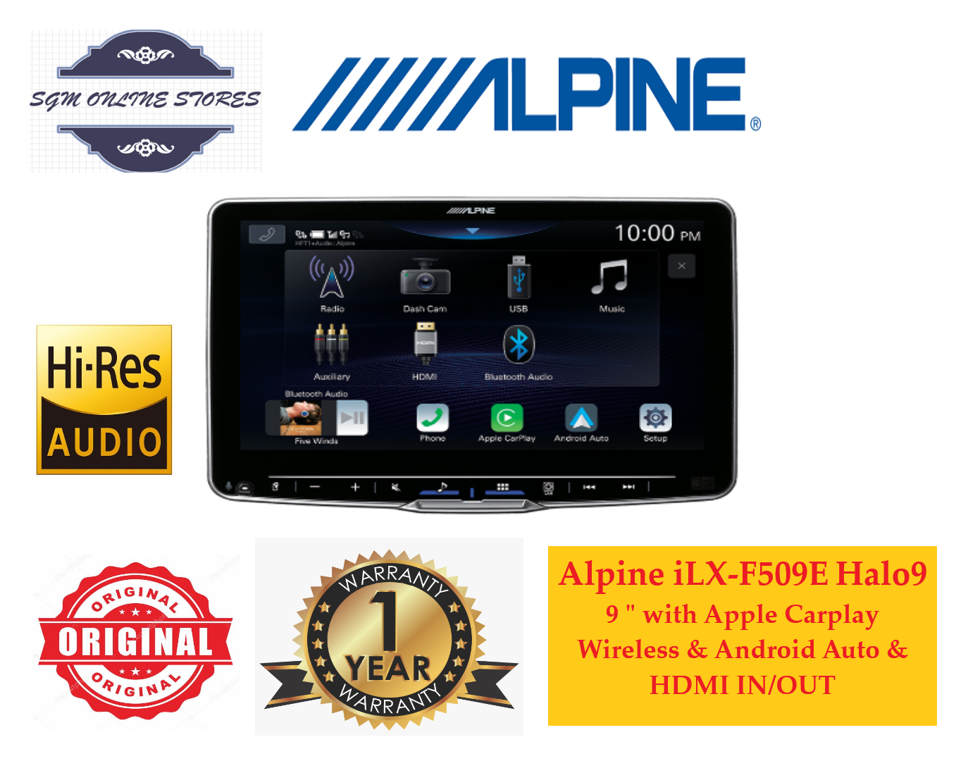 Alpine iLX-F509E Hola9 - 9inch Car Player with Wireless Apple CarPlay ...