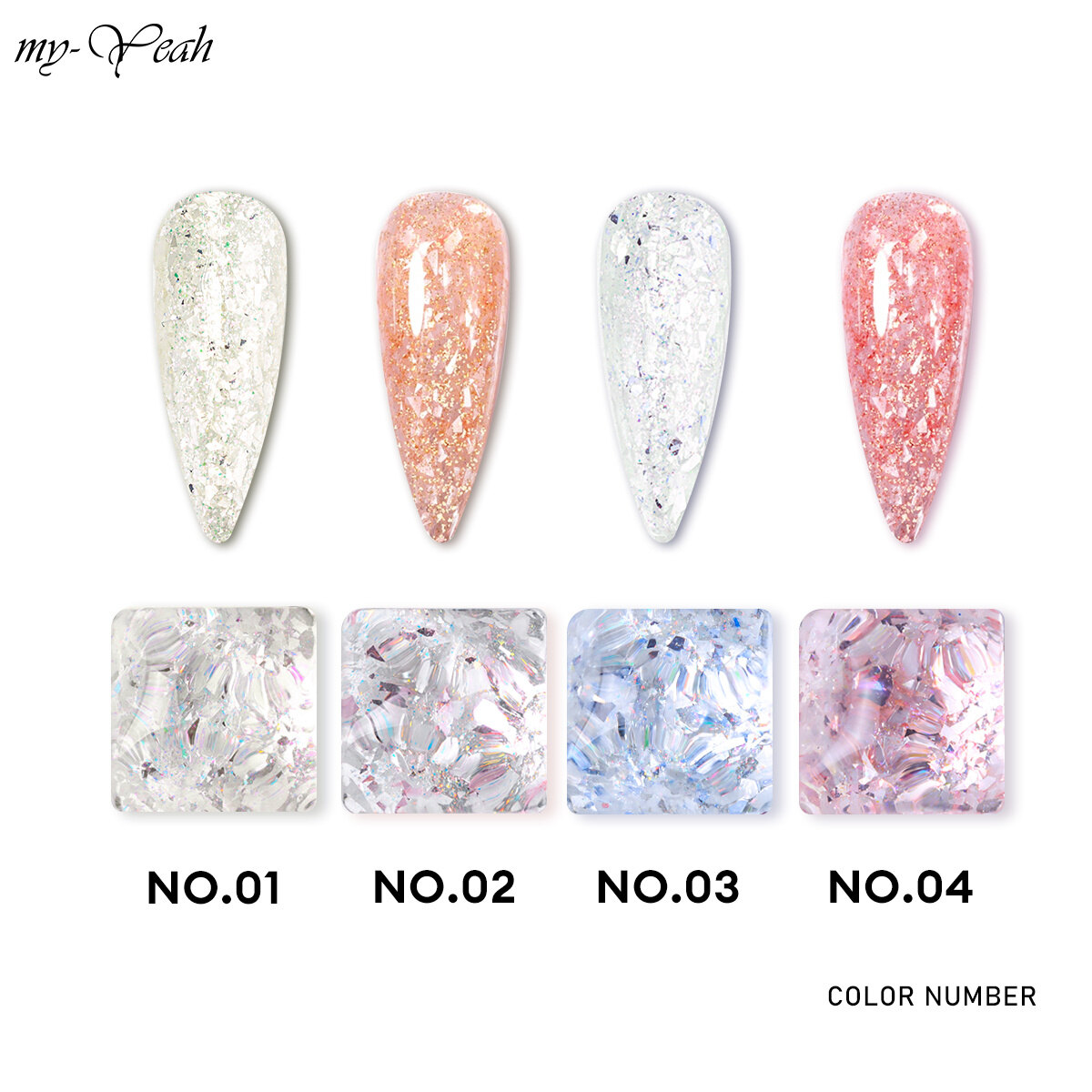 myyeah 5ml 4 Color Shining Mineral Nail UV Gel Polish Holographic ...