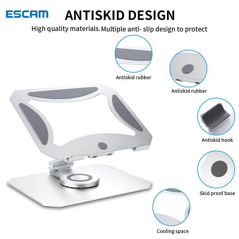 ESCAM Laptop Stand Desk โต๊ะขาตั้งแล็ปท็อป Riser 360 ° หมุนความสูง ...
