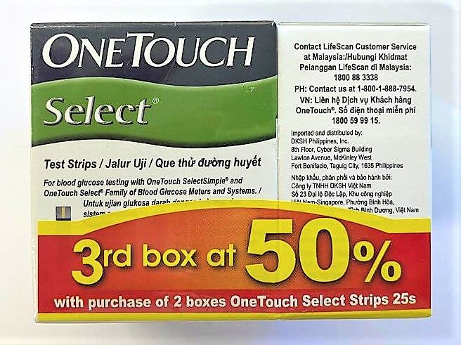 ONE TOUCH SELECT SIMPLE TEST STRIPS (3X25'S) | Lazada