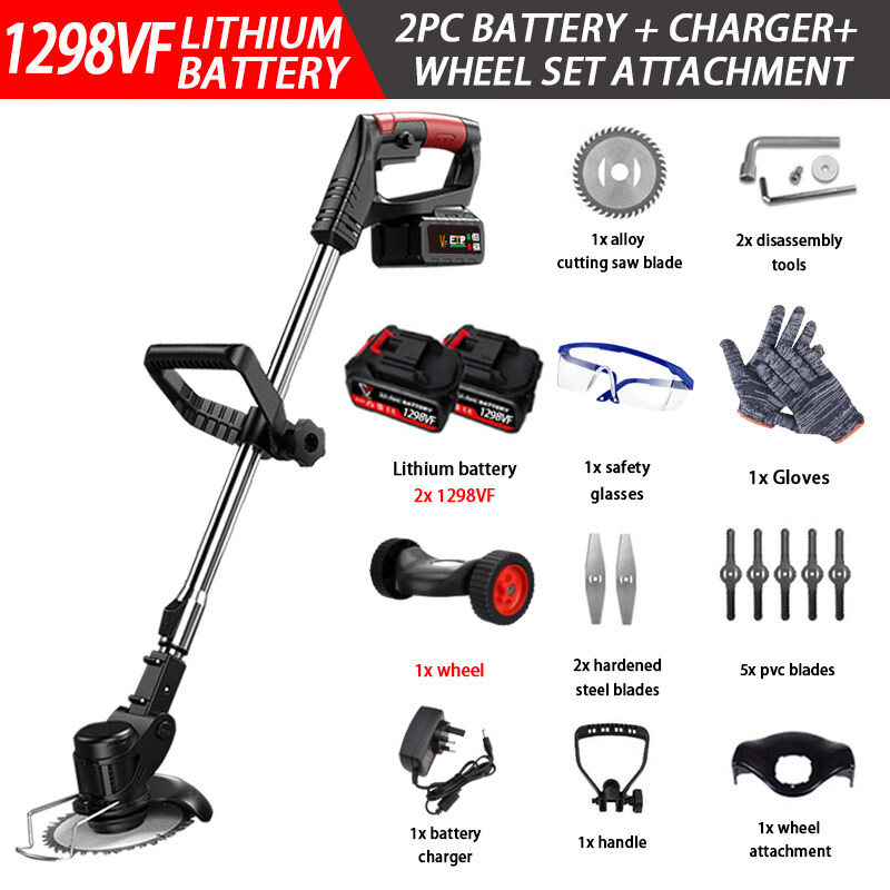 🔥1298VF🔥Mesin Rumput Bateri Cordless Grass Cutter Machine Rechargeable ...