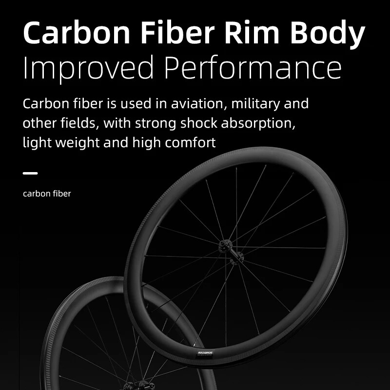 RockBros Carbon Fiber Wheelset 700C Road Racing Bike 38MM 45MM 50MMDisc ...