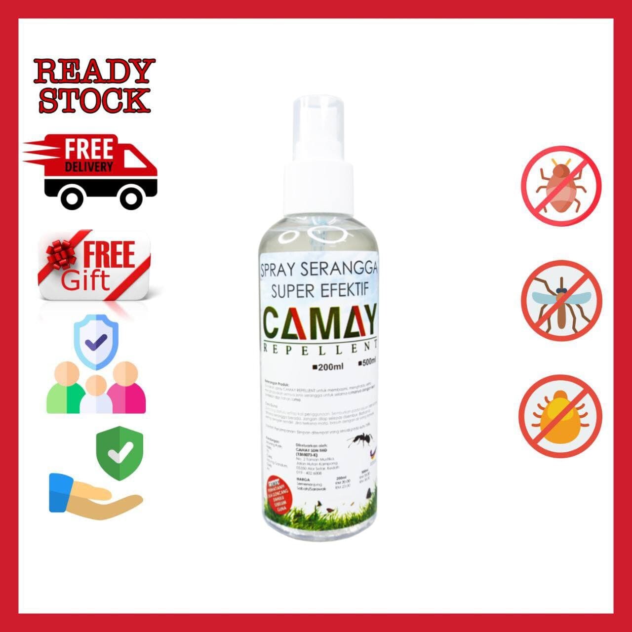 Spray Camay Repellent, Semut, Lipas, Kutu, Ulat, Bena, Belalang, Siput ...
