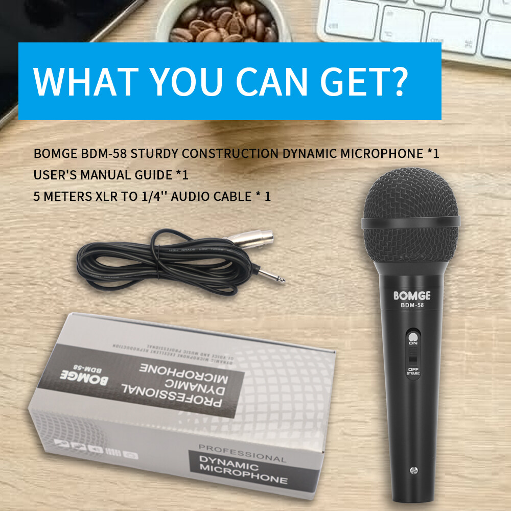 BOMGE ไดนามิกมืออาชีพโลหะไมโครโฟนหัวกลม/สายไมค์5เมตร/คาราโอเกะ & Vocal - BOMGE - ThaiPick