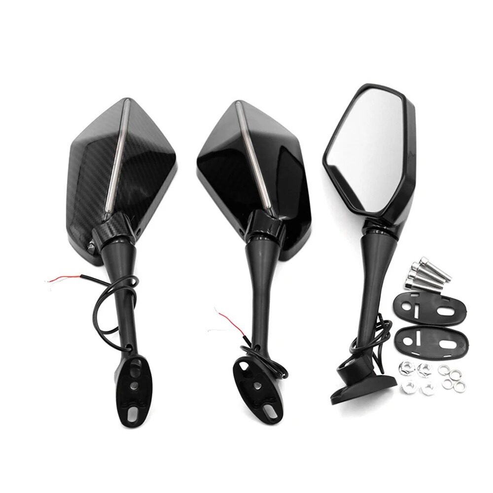 Universal Motorcycle Rearview Mirrors LED Turn Light Side Mirrors For ...