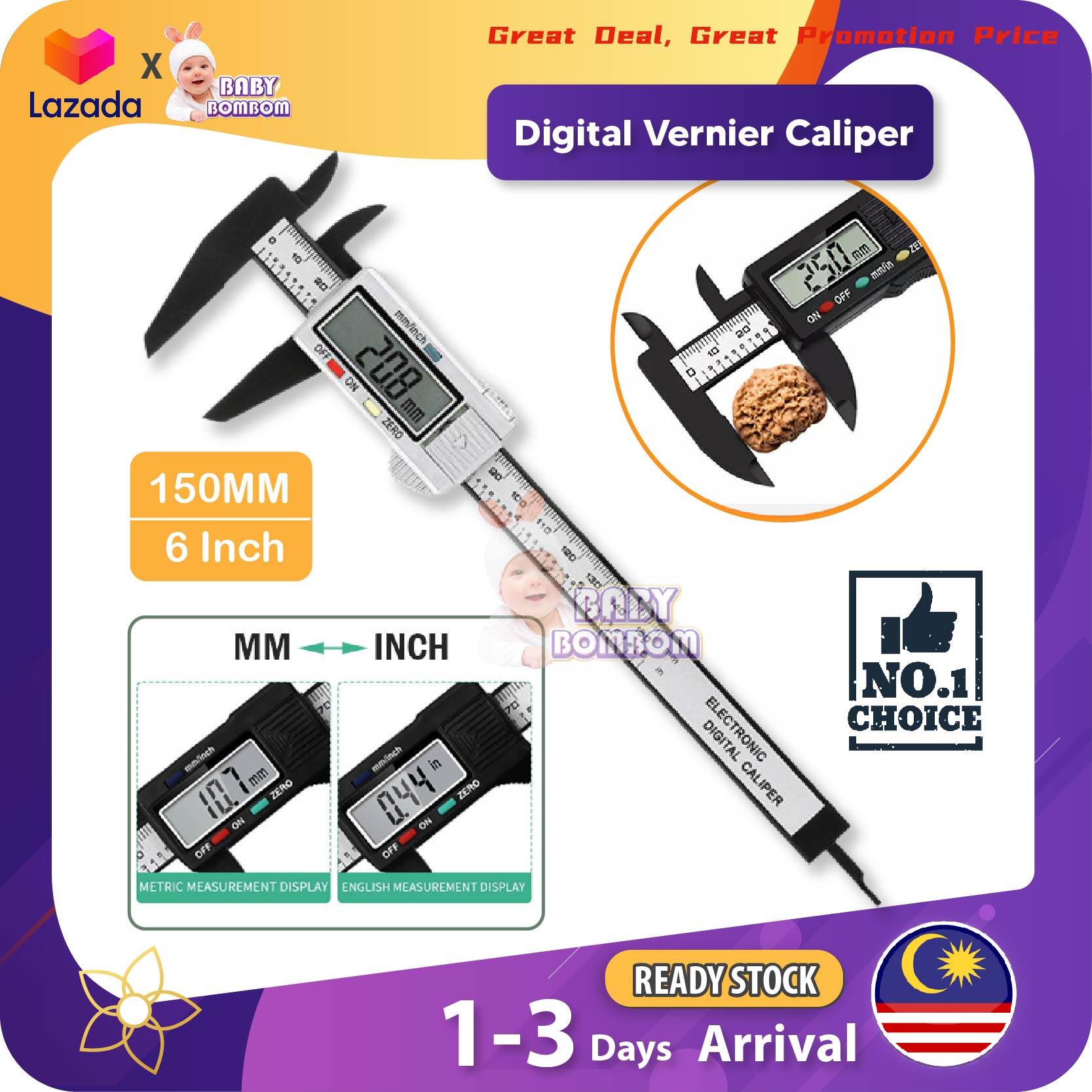 【Ready Stock】Electronic Vernier Caliper 150mm Ruler Pembaris Length ...