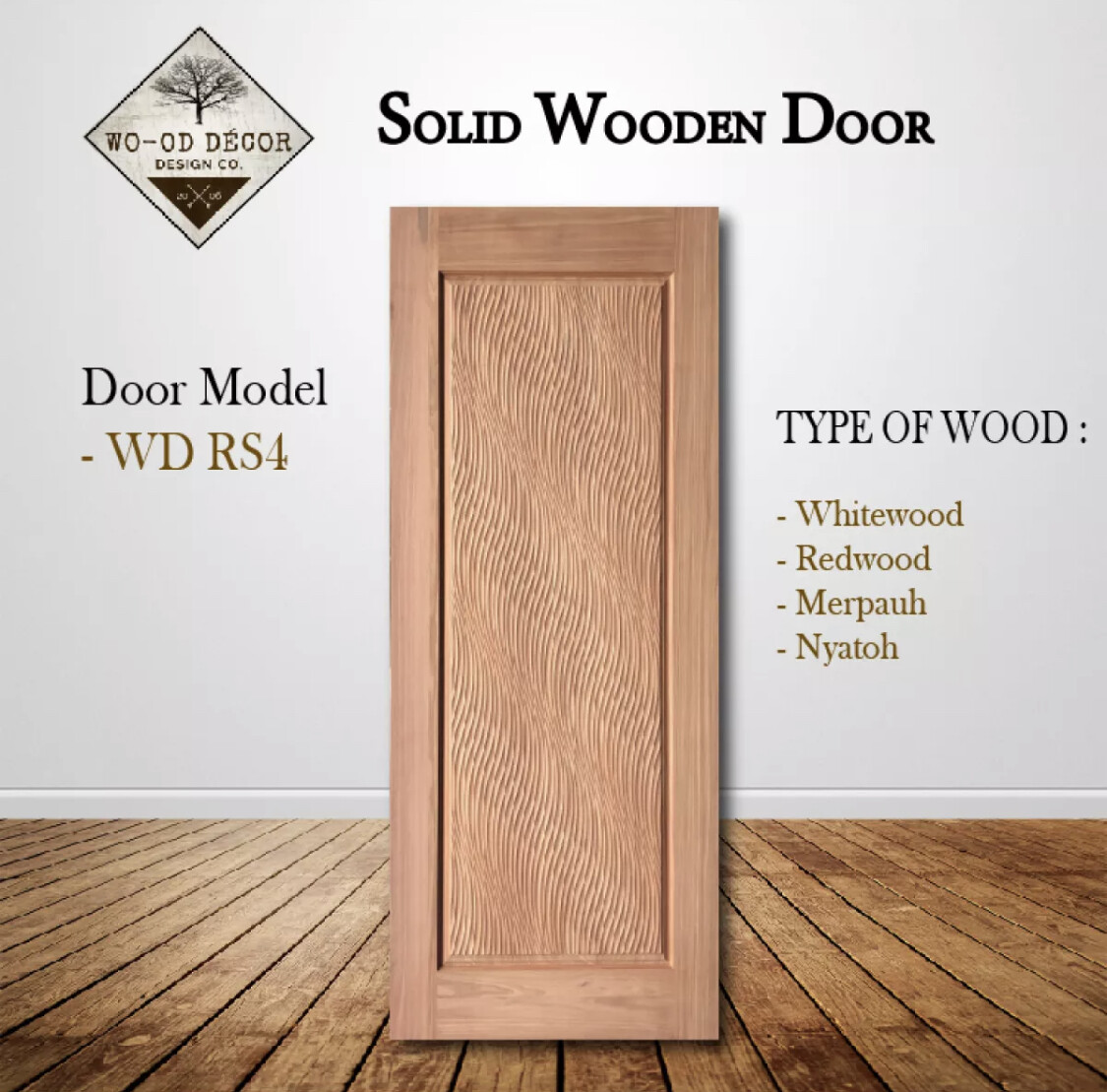 WD RS4 Thick Panel Wave Solid Wooden Router Door Panelled Door Panelled ...
