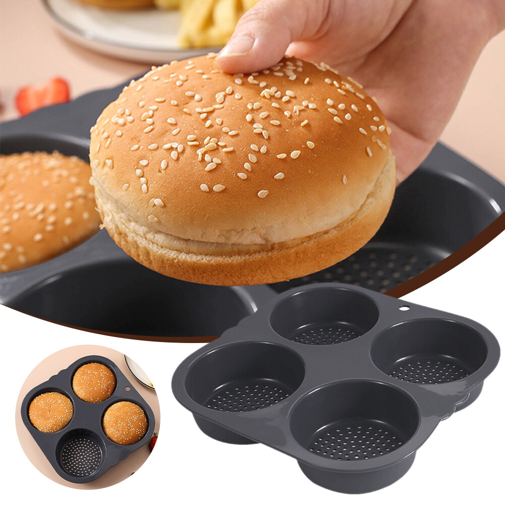 EG【Ready Stock】Hamburger Bun Mold Baking Hamburger Bread Pan Non-Stick ...