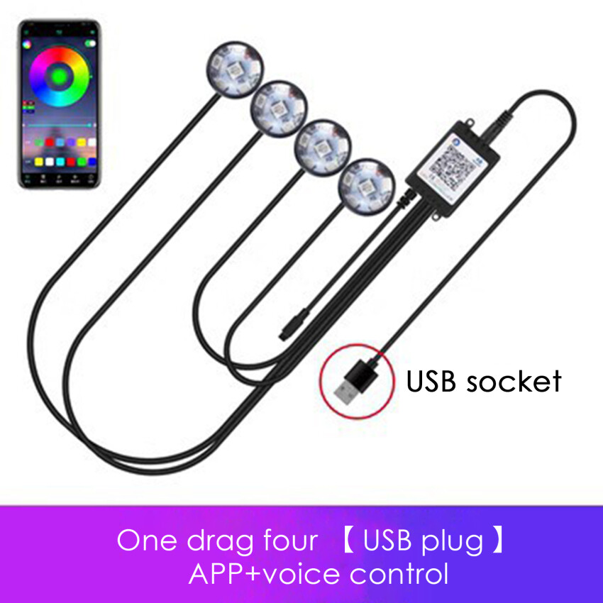 Lampu Interior LED multiwarna lampu atmosfer mobil lampu Strip sekitar ...