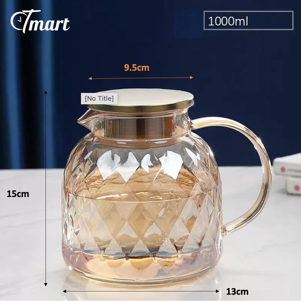 1000ml/1800ml 🔥Borosilicate Glass Teapot Bamboo Lid | Juice Pot ...