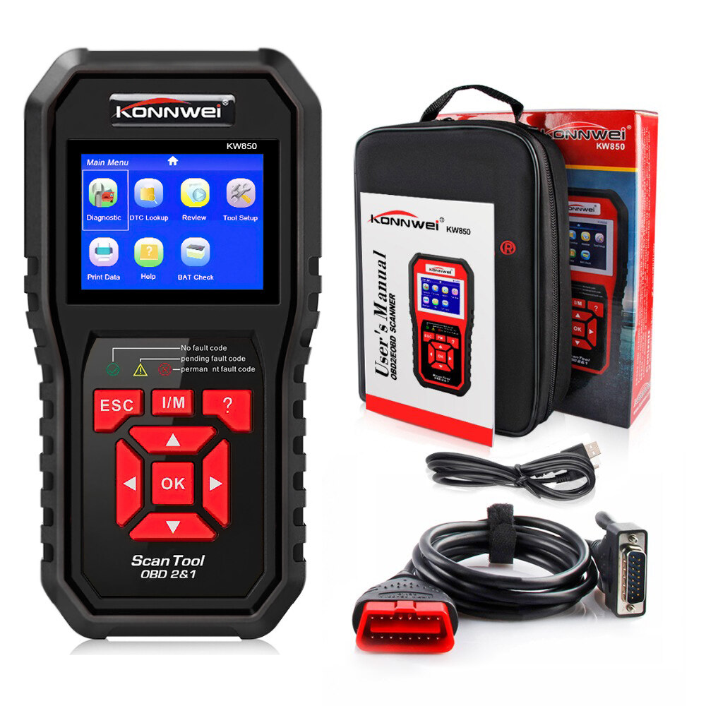 Konnwei KW850 OBD2 Autoเครื่องอ่านโค้ดเครื่องมือเครื่องอ่านโค้ดตรวจสอบ ...