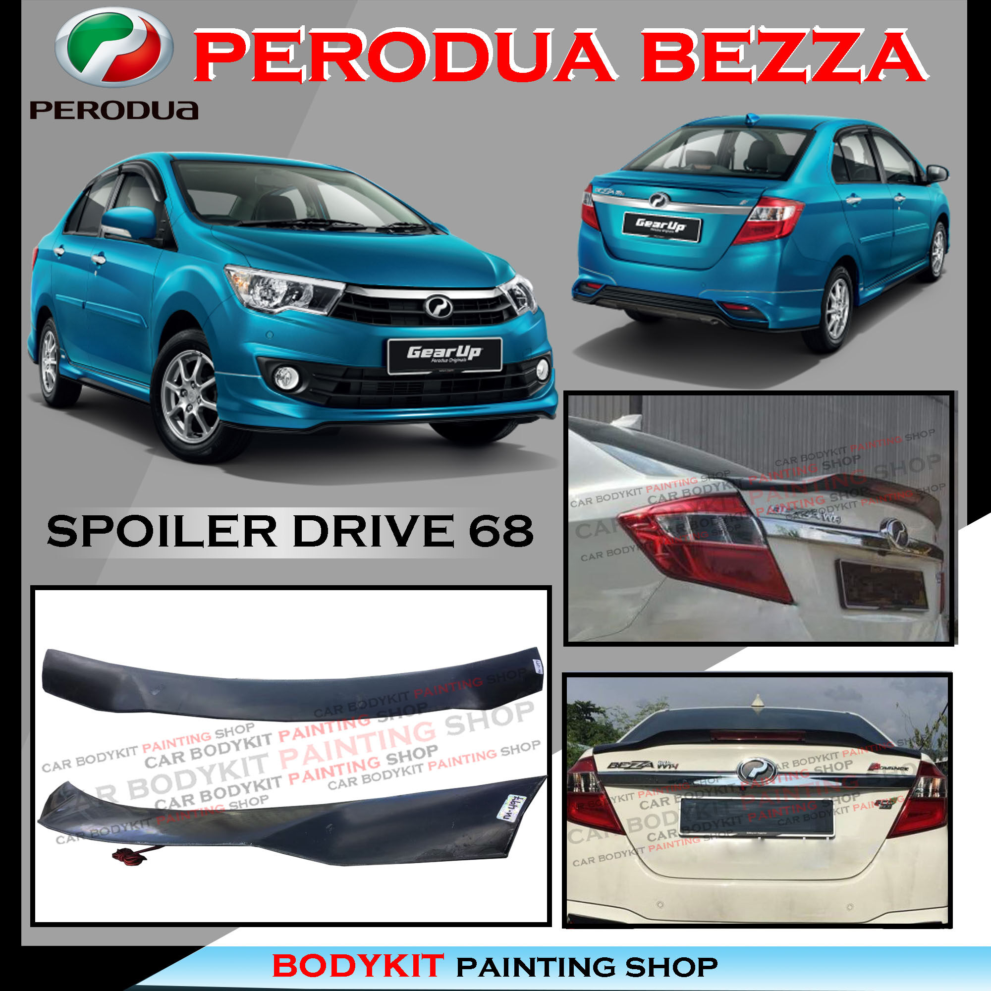PERODUA BEZZA 2016-2021 D68 DRIVE 68 STYLE REAR ROOF SPOILER TAIL TRUNK BOOT LIP WING - MATERIAL ...
