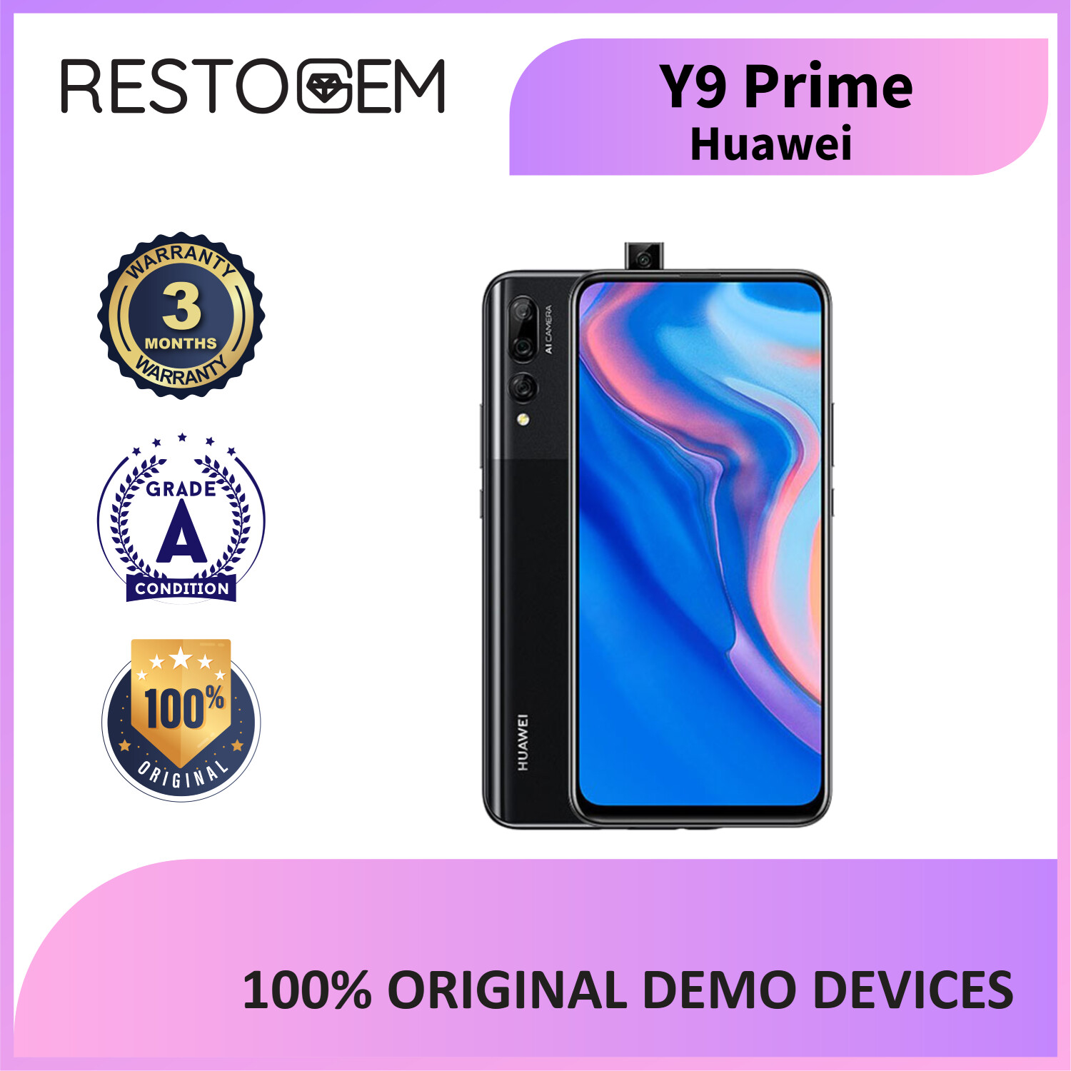 Huawei Y9 Prime 128GB + 4GB RAM 100% Original D e m o Unit | Lazada
