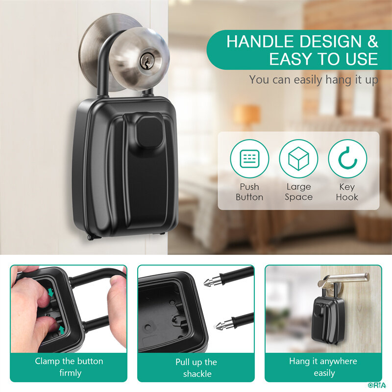 ORIA Security Key Lock Box Push Button Large Capacity Key Storage Box ...