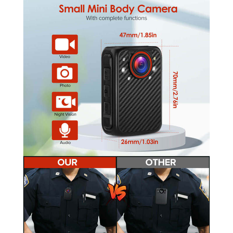 BOBLOV X1 Mini Body Camera Full 1080p Portable Body Camera Removable SD ...