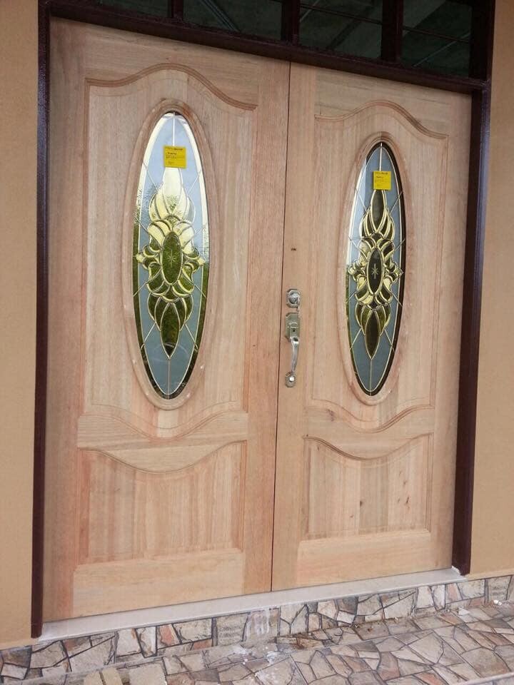 Pintu Kayu Cermin Depan Rumah Full Natural Solid Wooden Door Oval ...