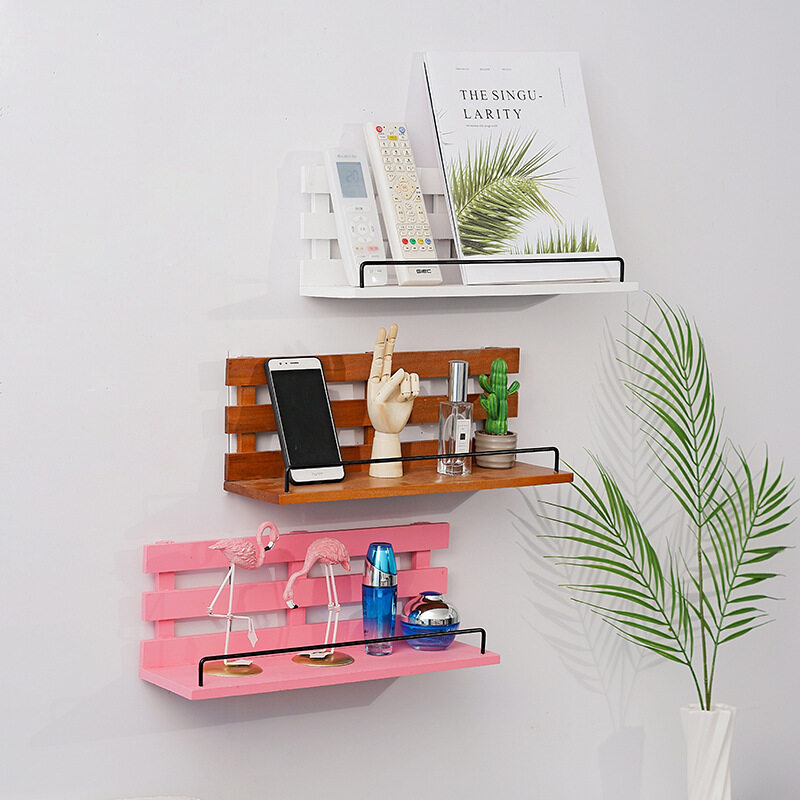 ติดผนังชั้นวางนอร์ดิกแบบสร้างสรรค์บ้านห้องนอน Ins Racks แขวนผนังขนาด ...