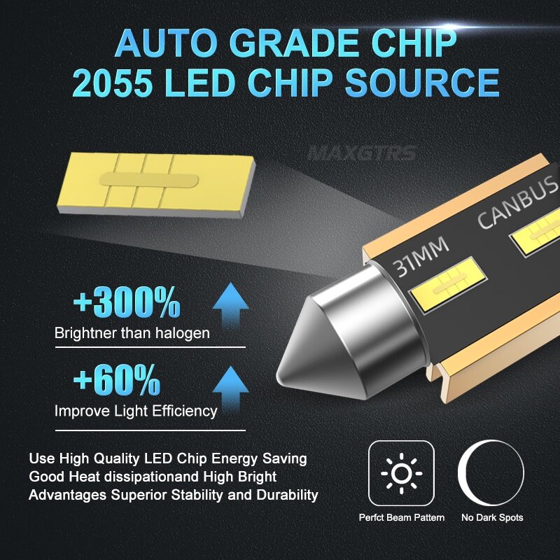 MAXGTRS 2x Festoon 31mm 36mm 41mm C5W LED Bulbs Canbus Dome Reading ...