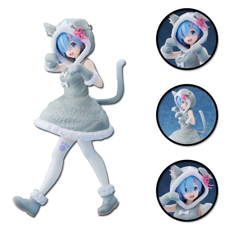 Rem Ram Anime Figure RE: Zero-Starting Life In Another World Kawaii Cat ...