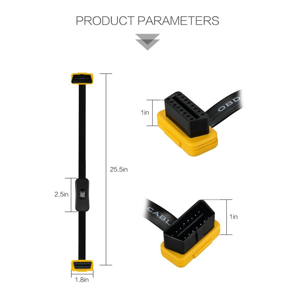 AUTOOL 60cm Car OBD ELM327 Scanner Extension Cable(With Switch) Auto ...