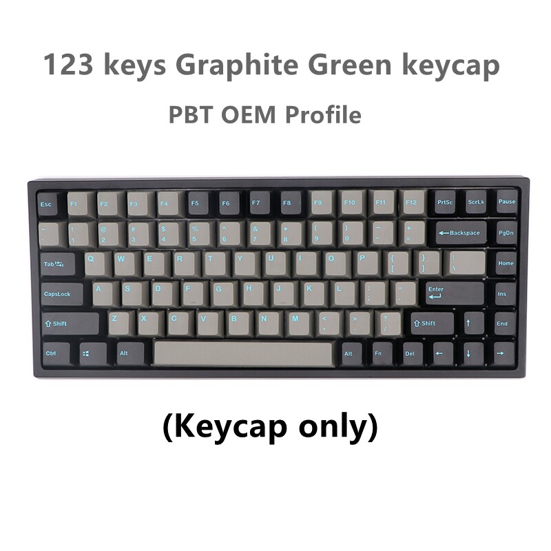 123 keys/set Graphite Green keycap Set OEM Profile PBT Dye Subbed ...