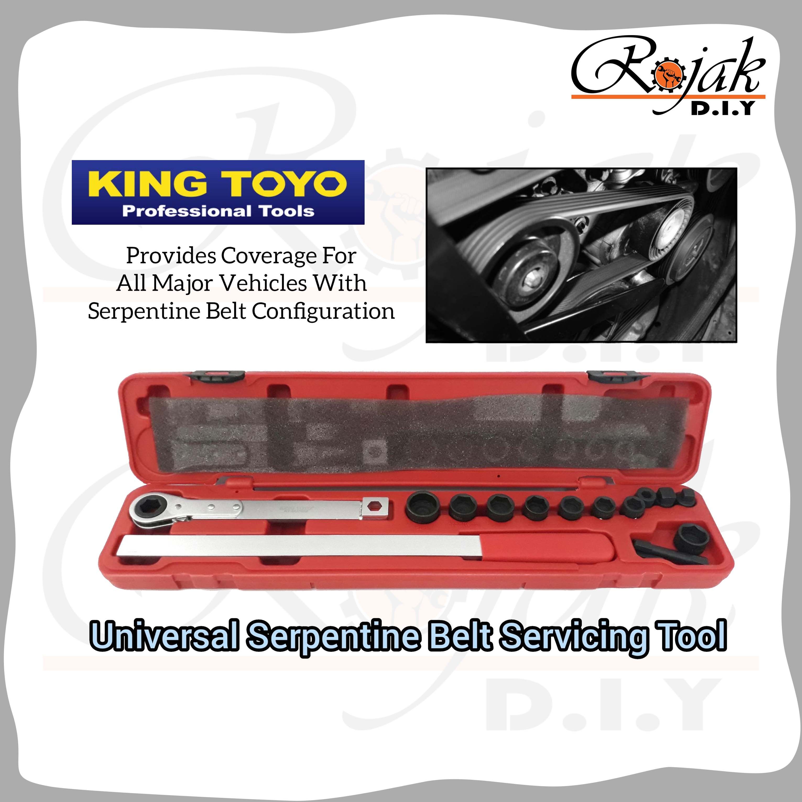 King Toyo Universal Serpentine Belt Servicing Tool Set (Belt Pulley ...