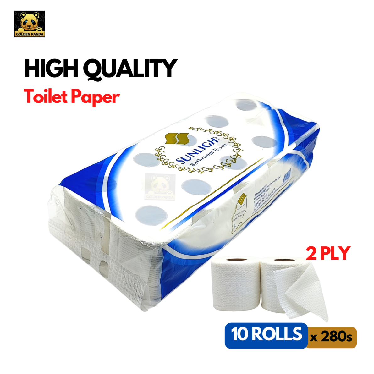 Sunlight Toilet Tissue Roll / 2 PLY Pulp Paper – 10 Rolls / 10 Rolls ...