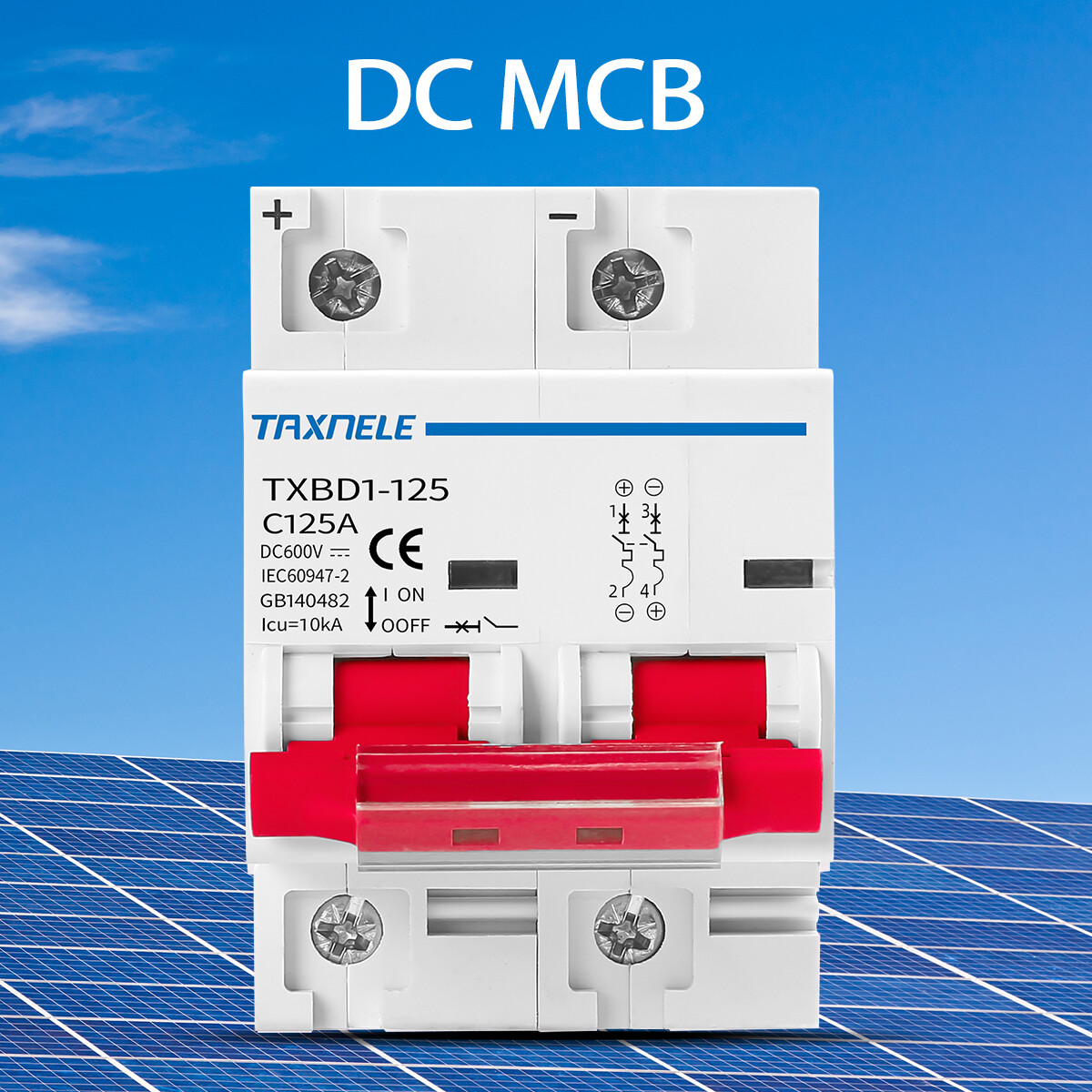 2P DC 600V Solar Mini Circuit Breaker Battery Switch 125A 100A DC MCB ...