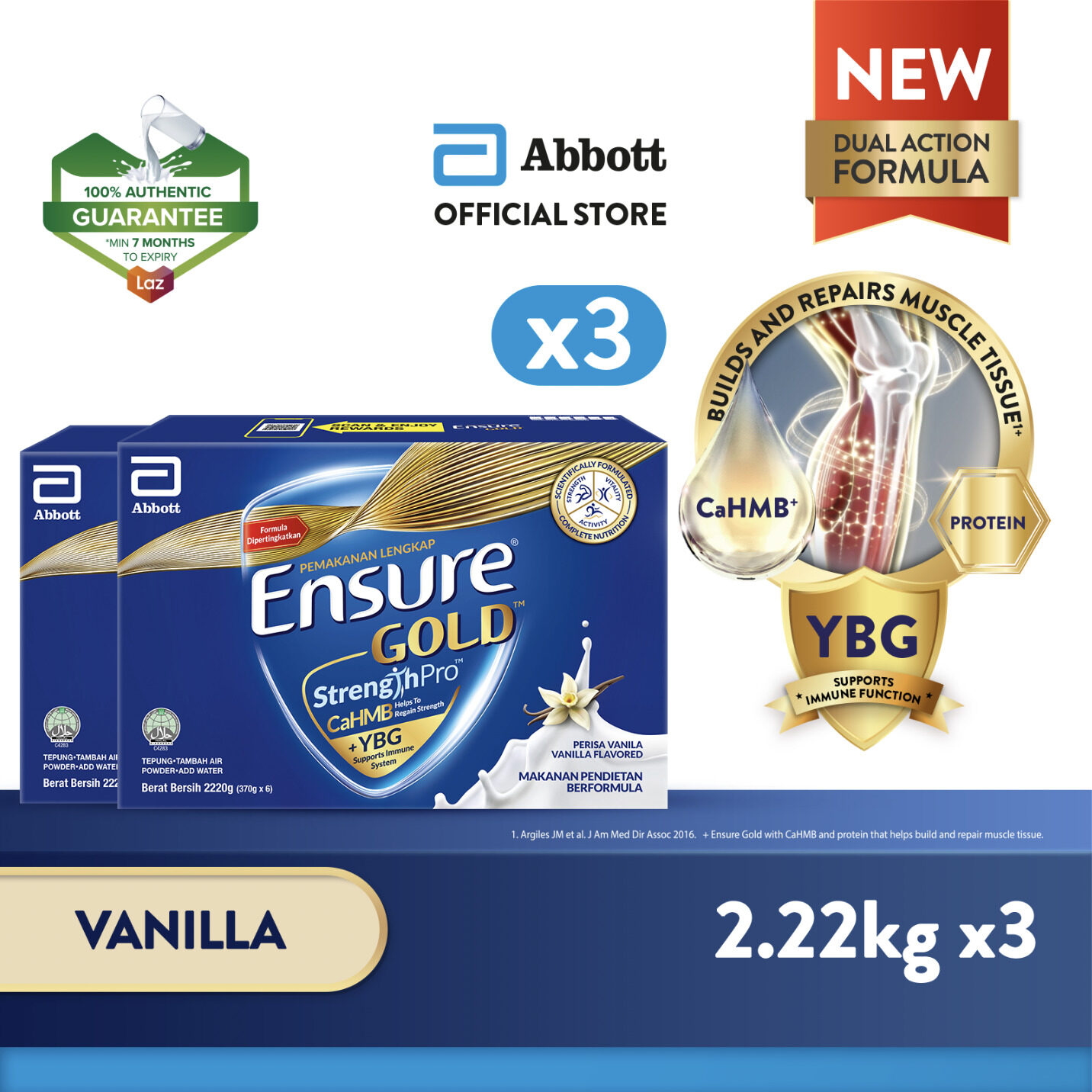 Ensure Gold Vanilla 2.22kg X3 (Adult Complete Nutrition) | Lazada