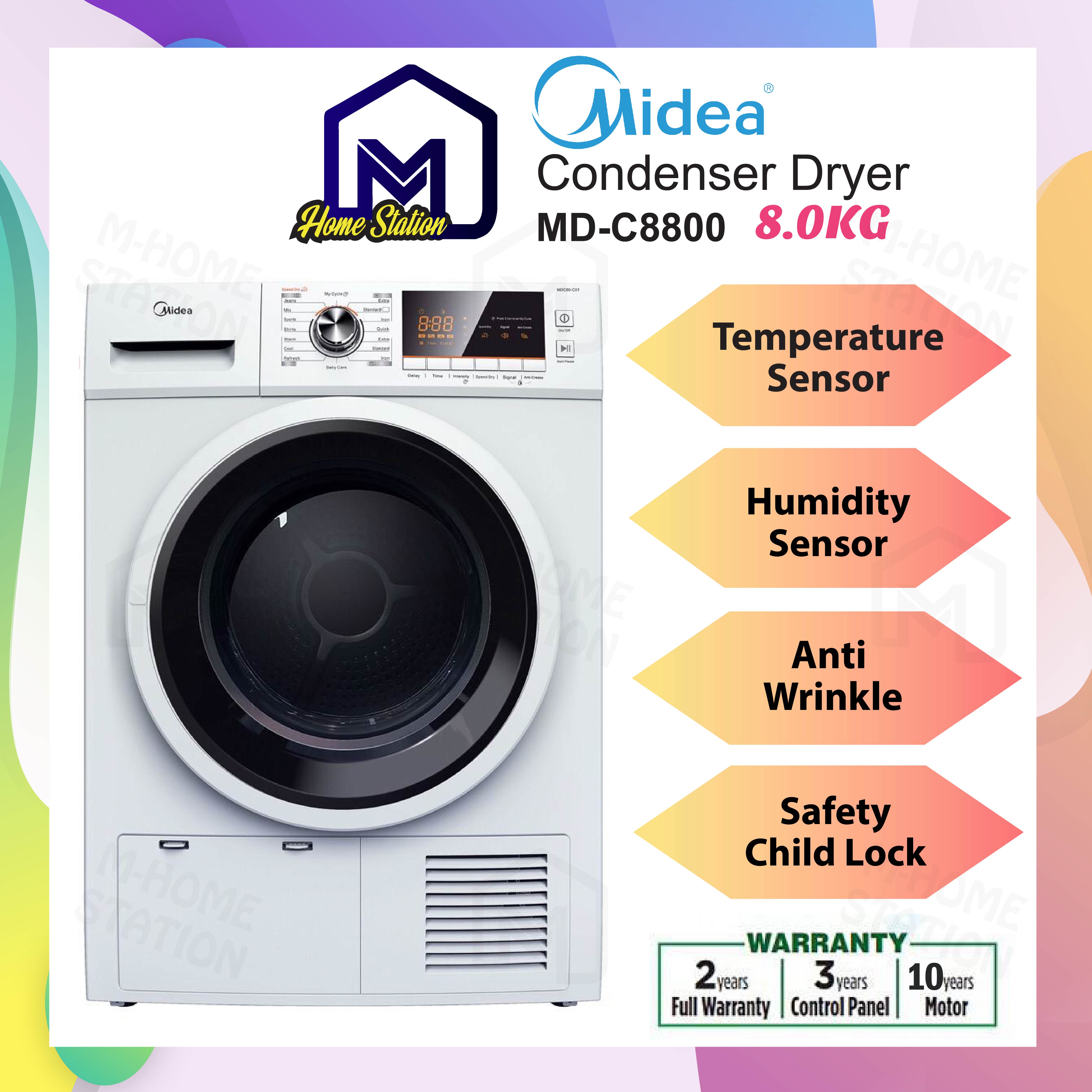 Midea Condenser Dryer (8kg) MD-C8800 Humidity Sensor Mesin Pengering ...