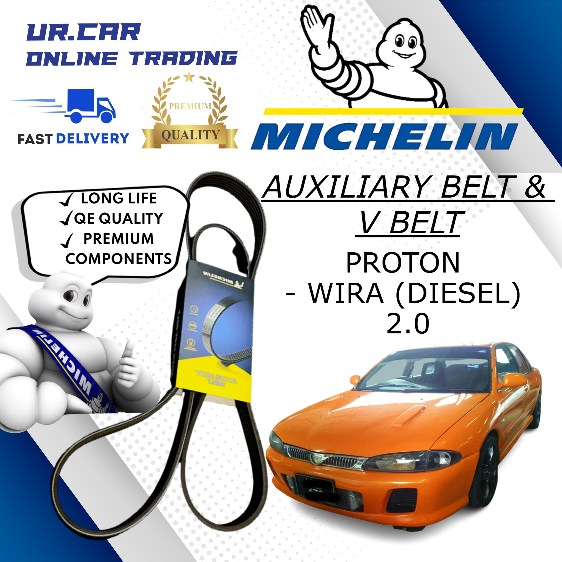 MICHELIN PROTON WIRA (DIESEL) 2.0 POWER STEERING BELT 3350 / ALTERNATOR ...