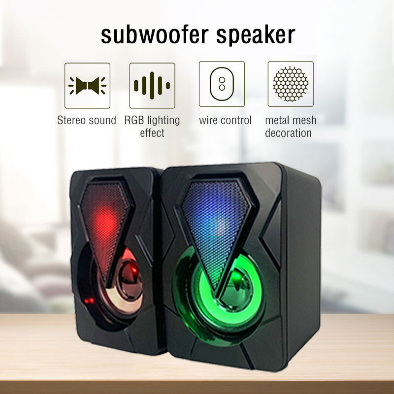 Stereo Speaker PC Computer Laptop RGB LED Gaming Speaker Murah Audio ...