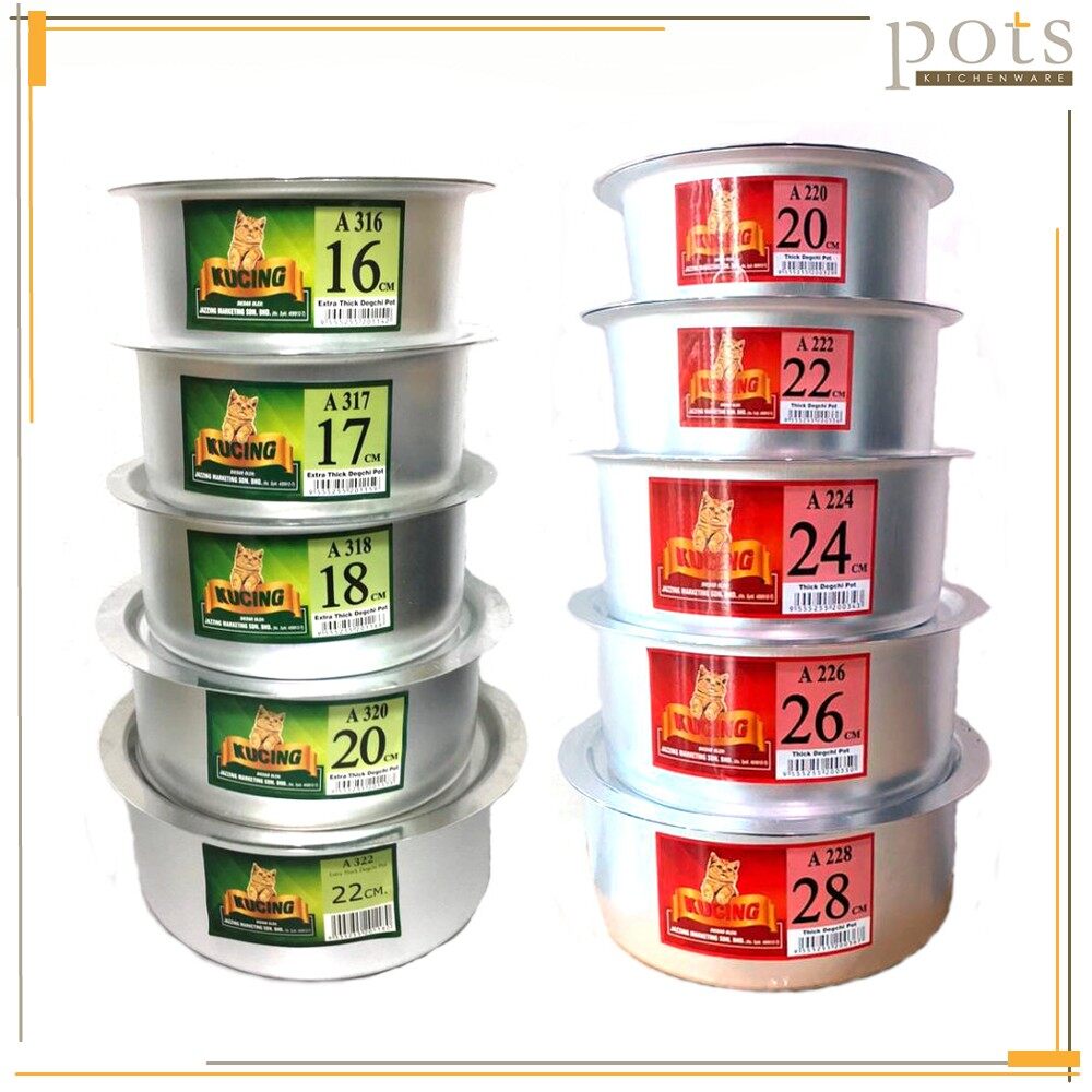 (Large Size) Kucing Brand Thick Aluminum Indian Pot Degchi Pot Curry ...