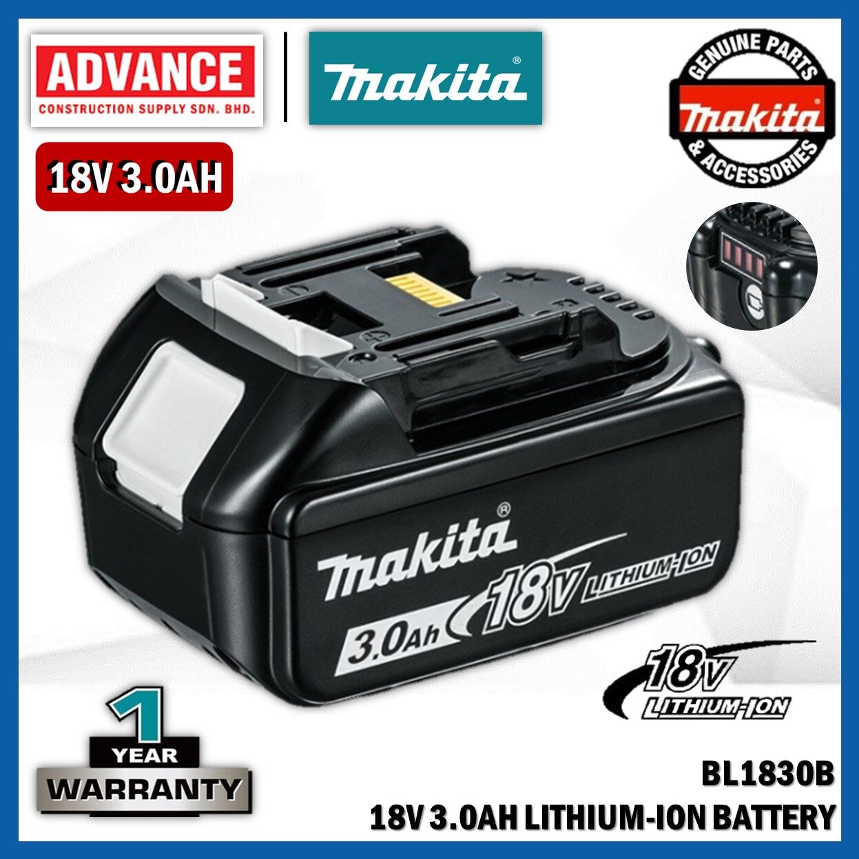 MAKITA BATTERY 18V LXT LITHIUM ION BATTERY BL1830B / BL1840B / BL1850B / BL1860B [ MAKITA 18V ...