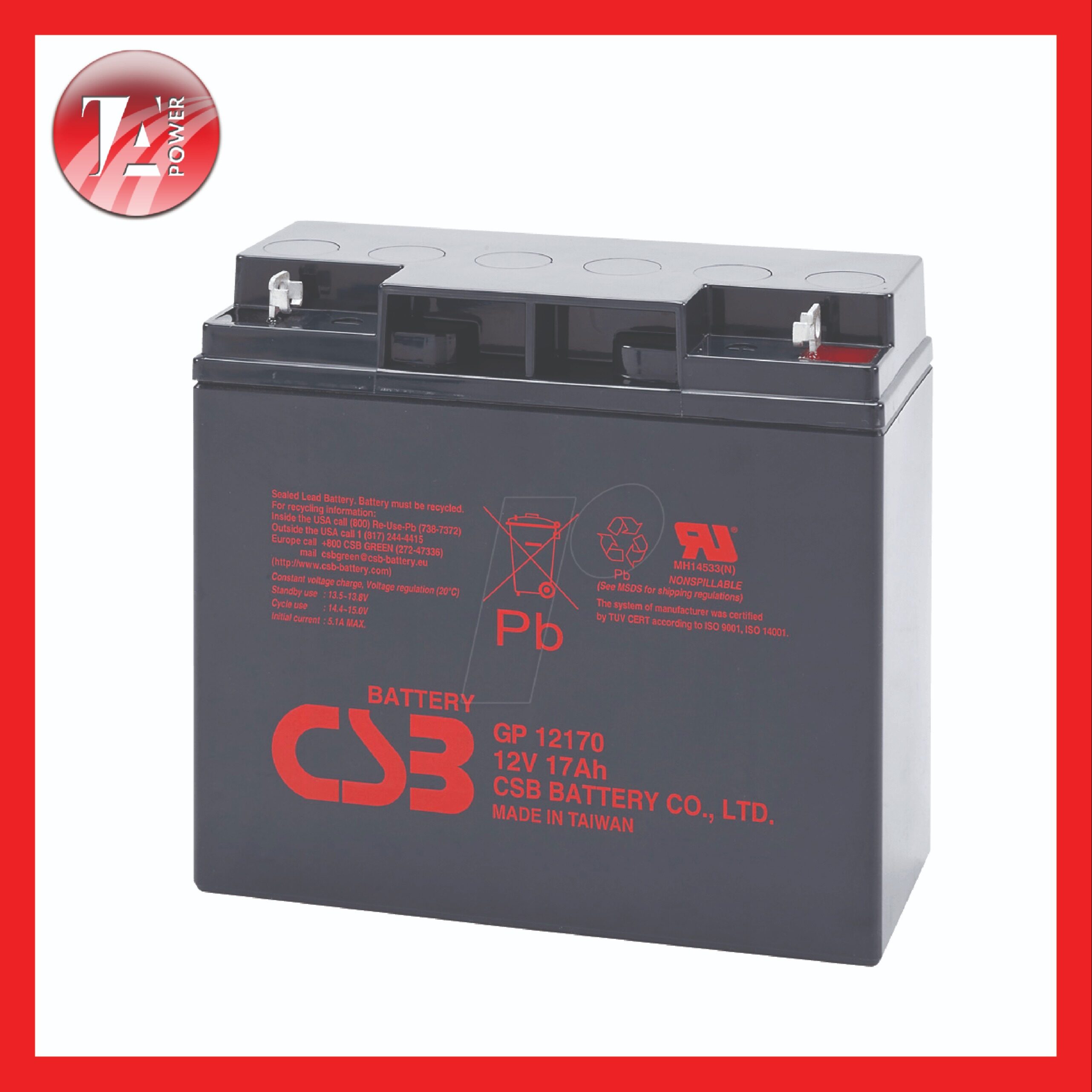 CSB 12V 17AH VRLA BATTERY GP12170 1 Year Warranty | Lazada