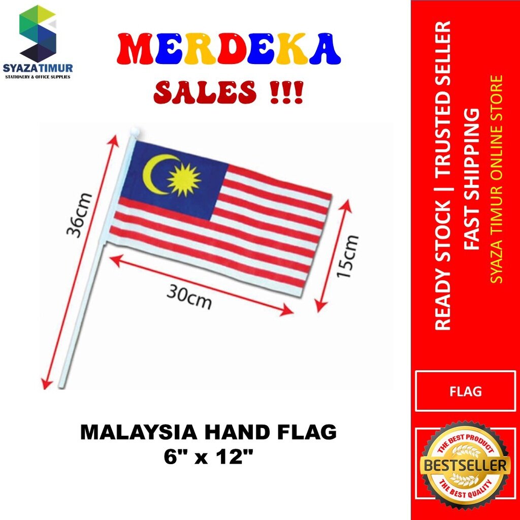 [ST-GR MY] Merdeka Sales Malaysia Hand Flag 6" x 12" / Bendera Malaysia ...