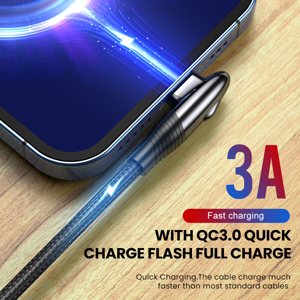 Elough USB Type C Cable 90 Degree Fast Charger USB 3m 1m for Xiaomi ...