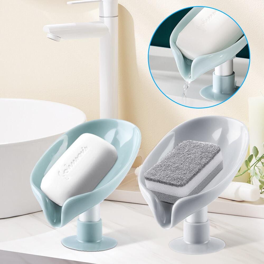2Pcs Creative Soap Box Drain Leaf Shape Soap Holder Box Soap Storage ...