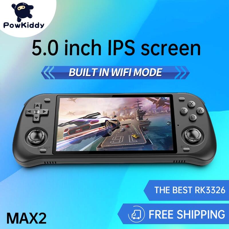 POWKIDDY V90 Black Version 3-Inch IPS Screen Flip Handheld Console Open ...