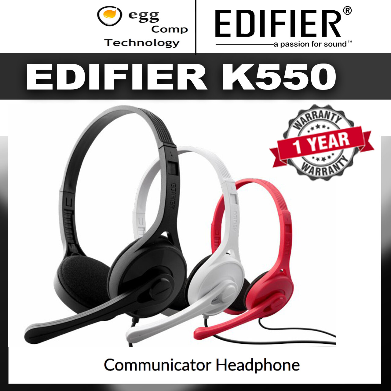 Edifier K550 High Performance Single Jack Communicator Headphone with ...