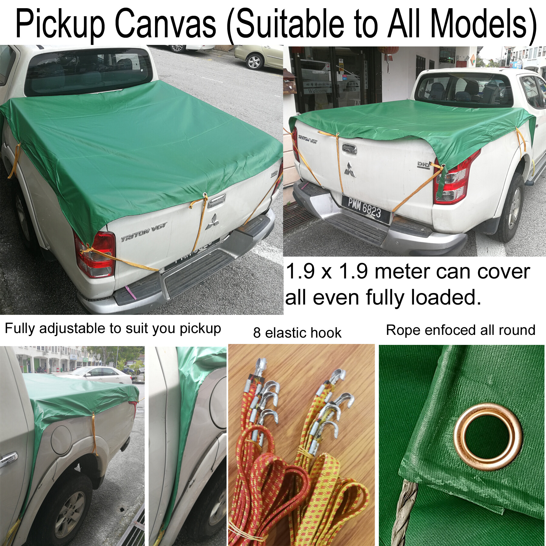 Pickup Truck Canvas with Tightening Rope / Kanvas Trak Pickup dengan ...