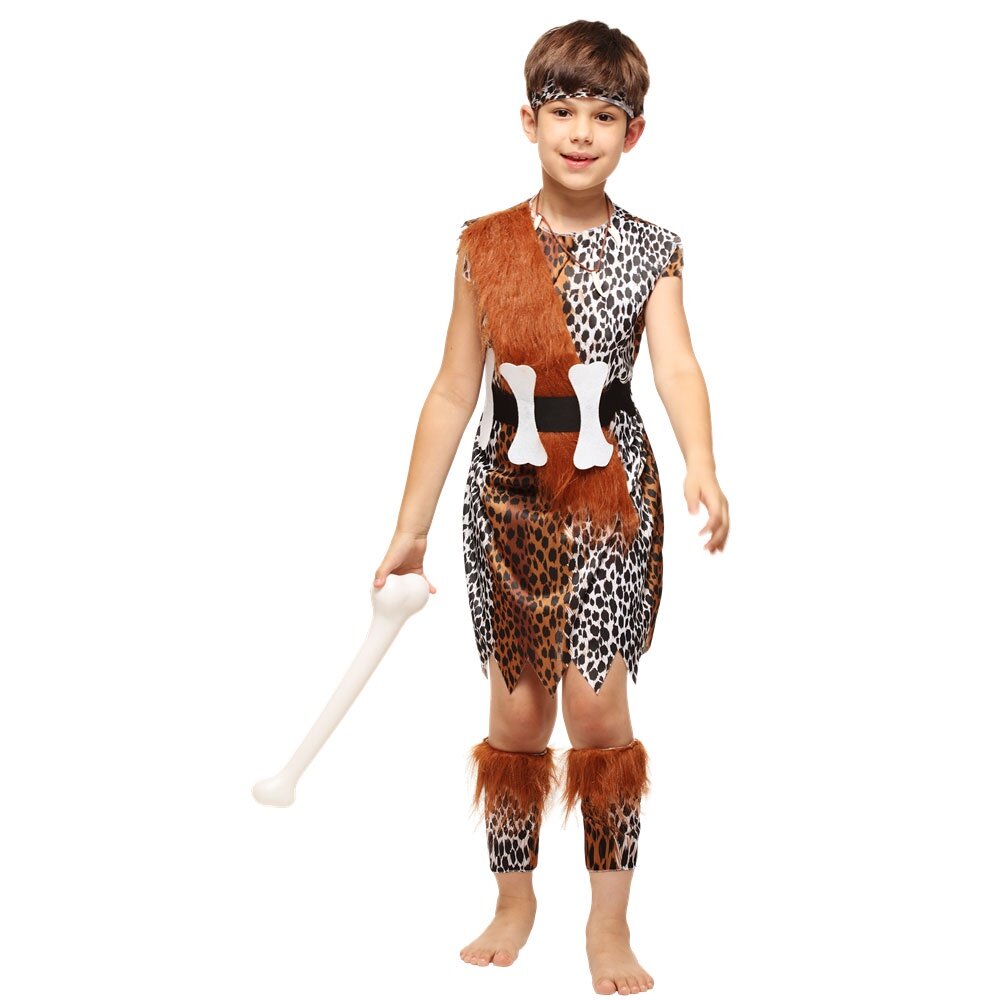 hiCosplayDy Kids Child Historical Stone Age Caveboy Cavegirl Costume ...