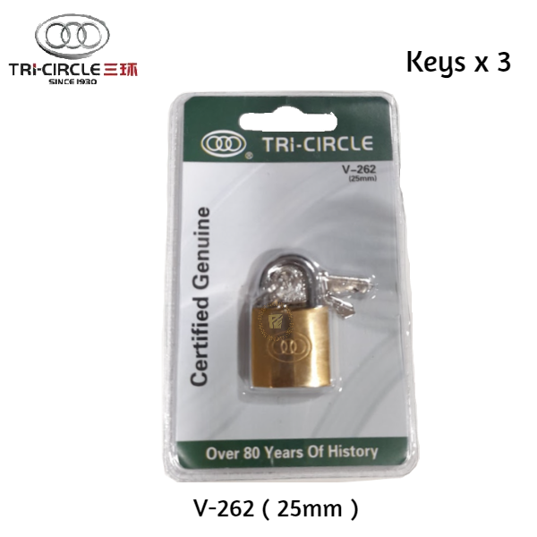 Tri-circle Brass Padlock [ V-261 - V-265 ] | Lazada