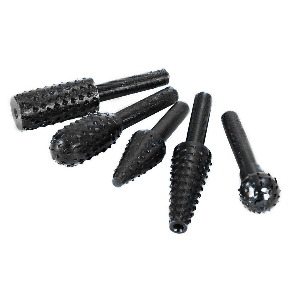 5pcs Rotary Burr Set of Wooden Rasp Carving File 6mm Shank Drill Bits ...